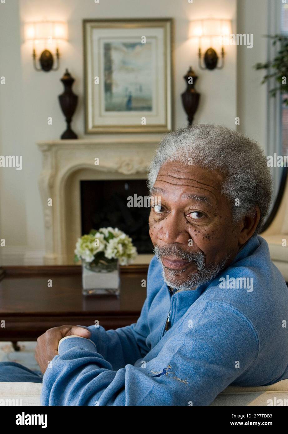 Academy Award-winning actor Morgan Freeman poses for a photo during an ...