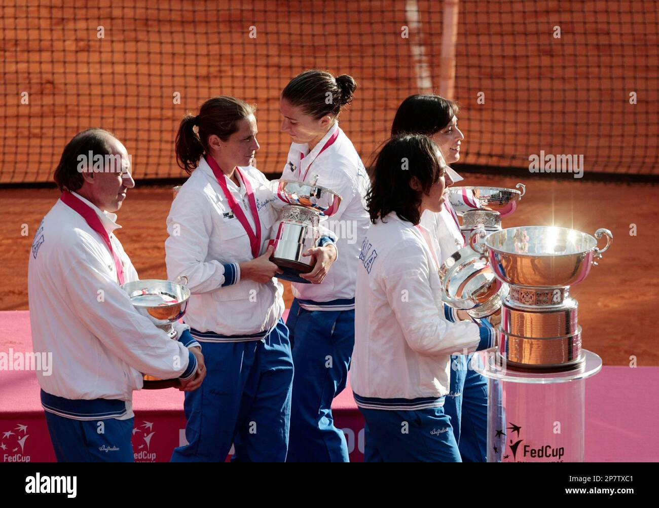 Italy's team, from left, captain Corrado Barazzutti, Roberta Vinci ...