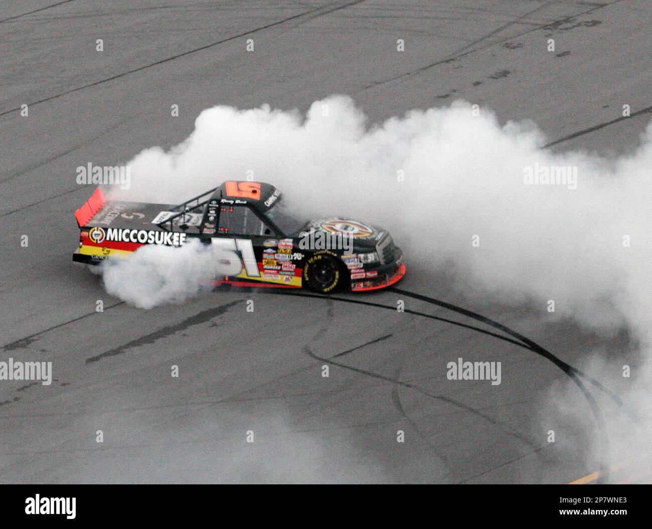 Kyle Busch does a burnout after winning the Mountain Dew 250 Fueled by ...
