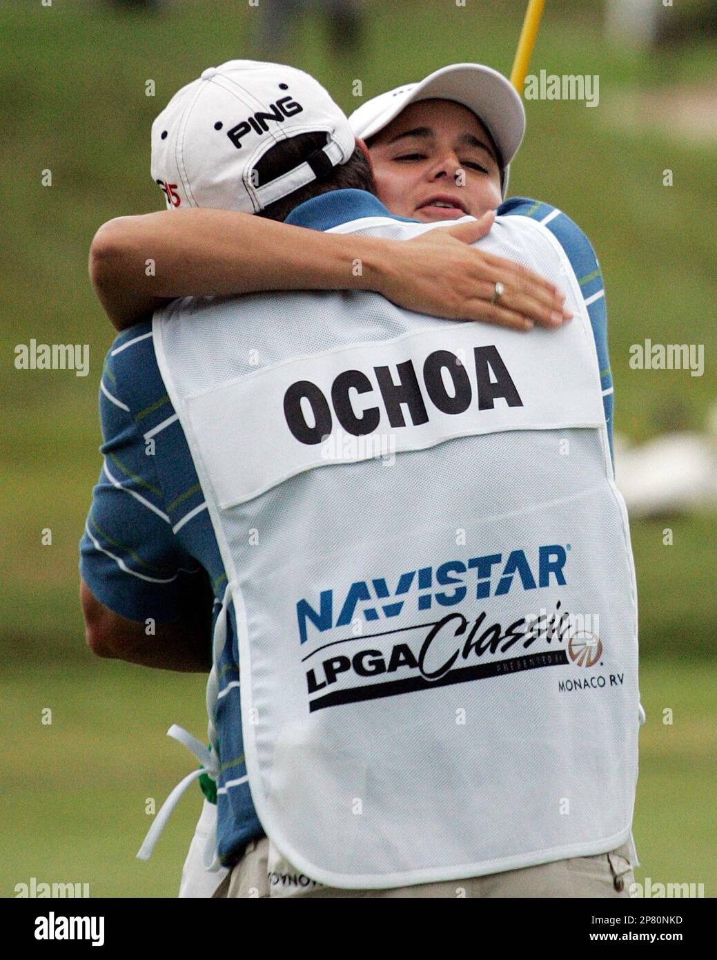 Lorena Ochoa of Mexico hugs her caddie Greg Johnston after winning the ...