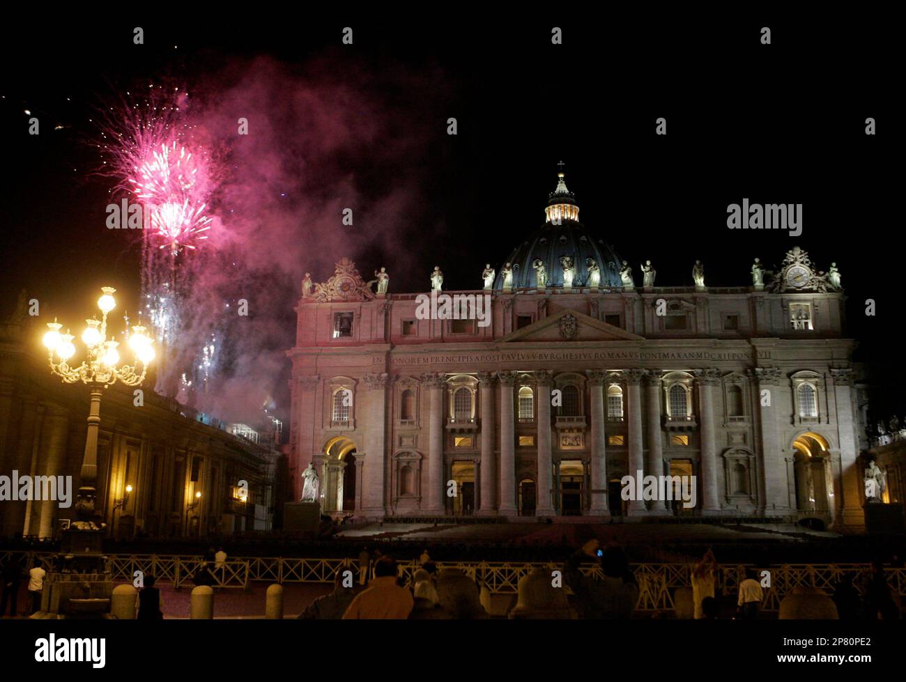 Fireworks are seen over St. Peter's Basilica, Vatican Sunday, Oct. 4 ...