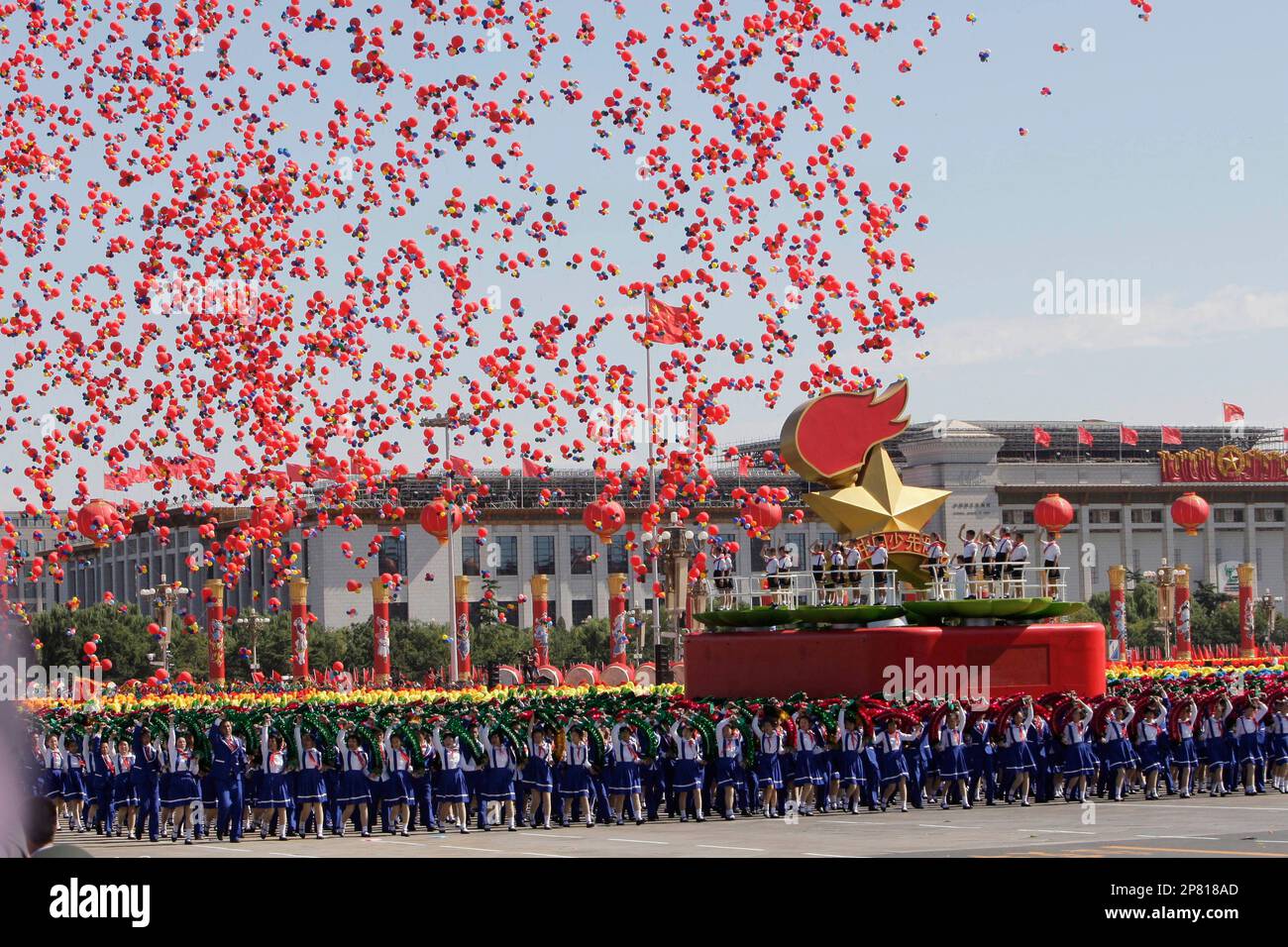 View of Tiananmen Square during a military parade marking China's 60th ...