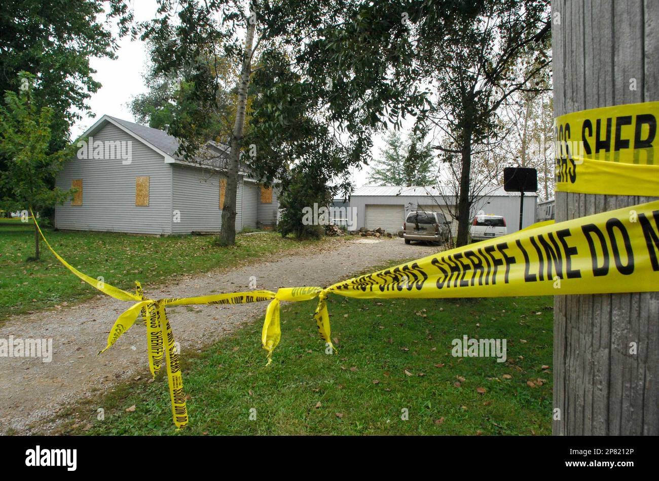 A crime scene is pictured where five members of a family were slain ...