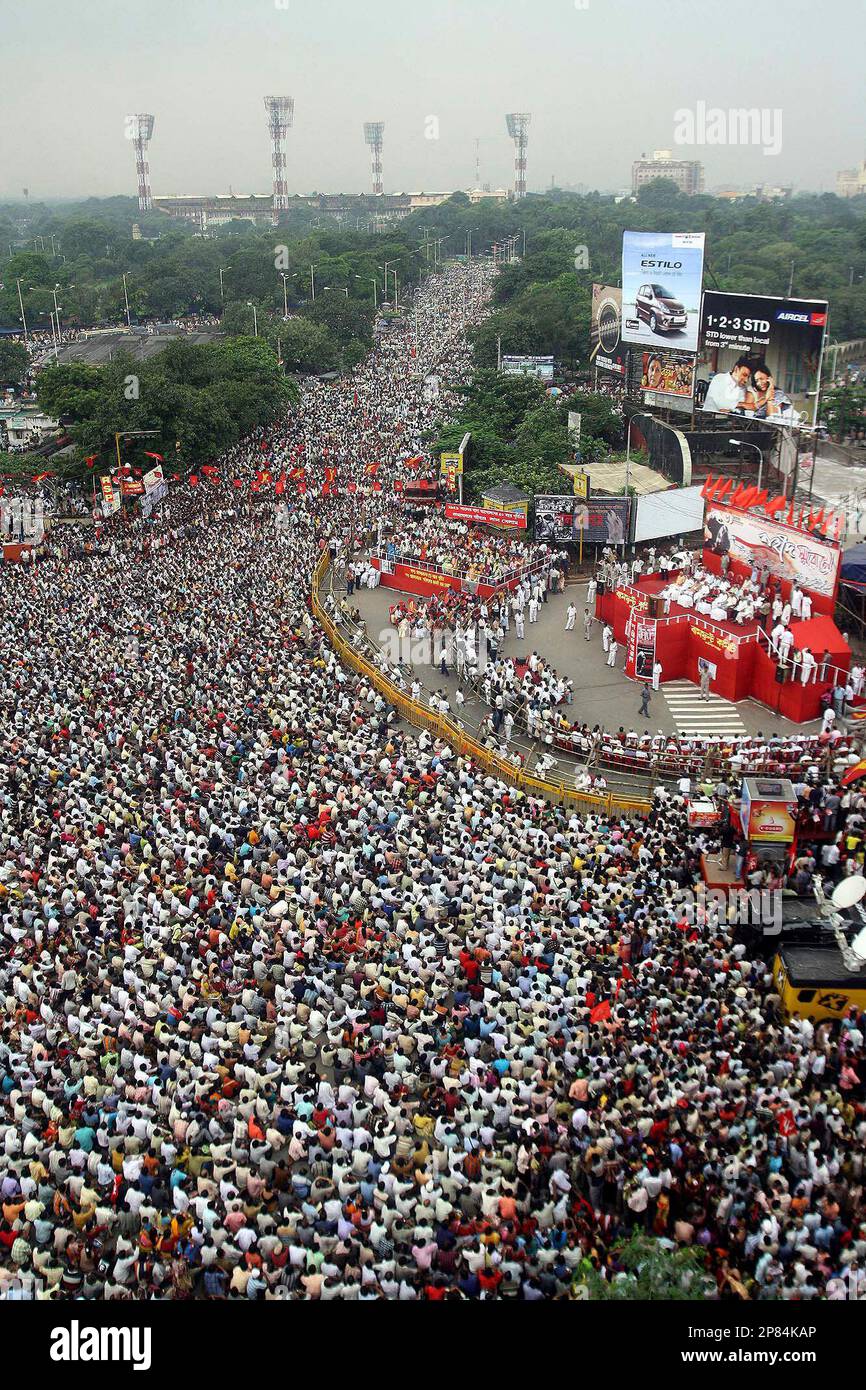 Left party supporters gather during a rally to mark 50 years of a mass ...