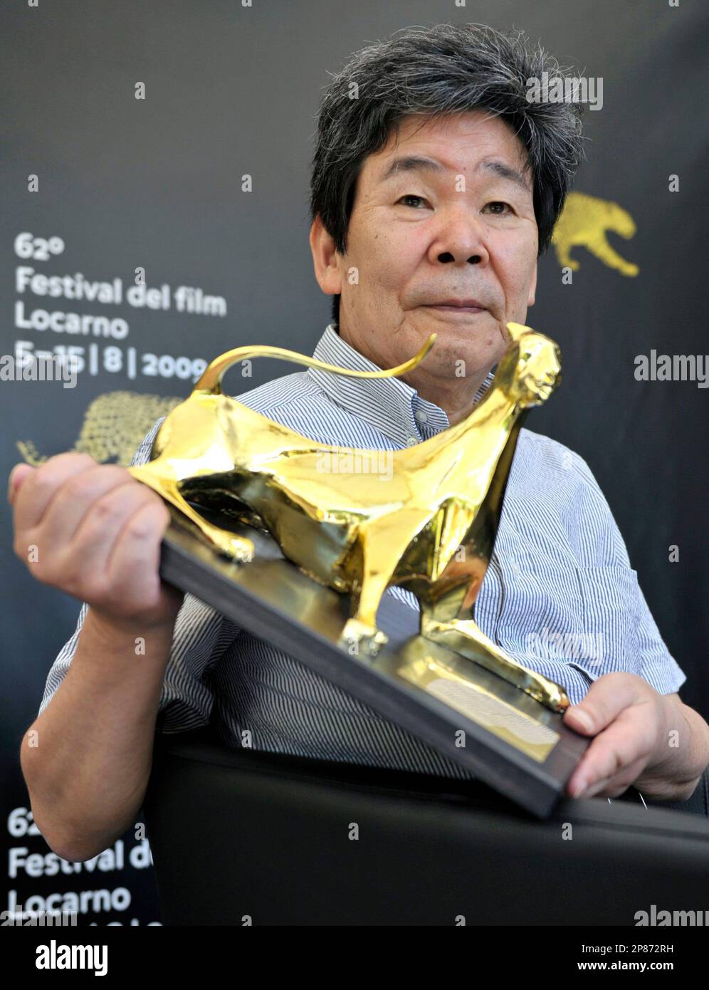 Japanese animated movie director Isao Takahata poses with a Leopard of ...