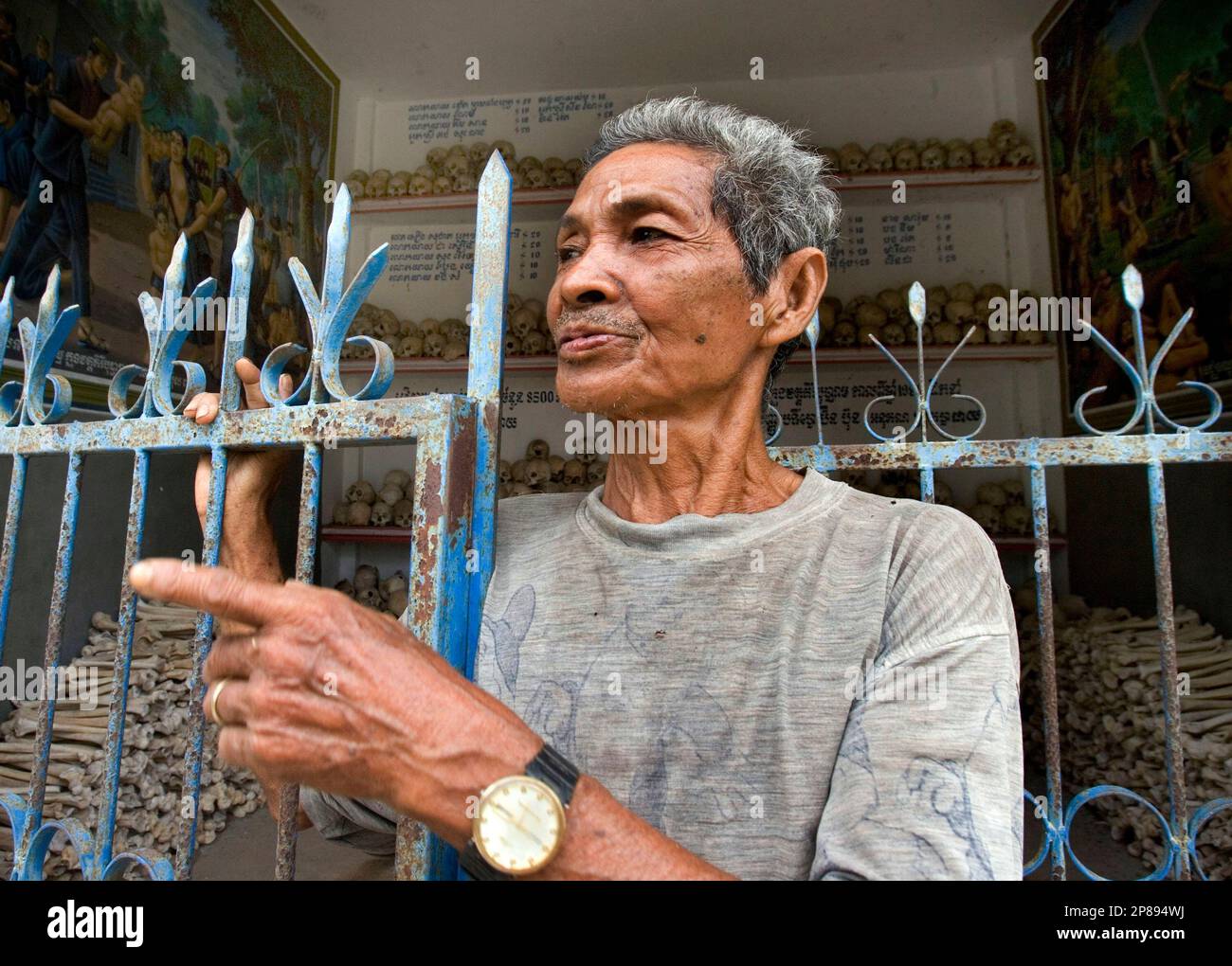 Loeung Lanh, 71, a Cambodian cleaner describes the history of this ...
