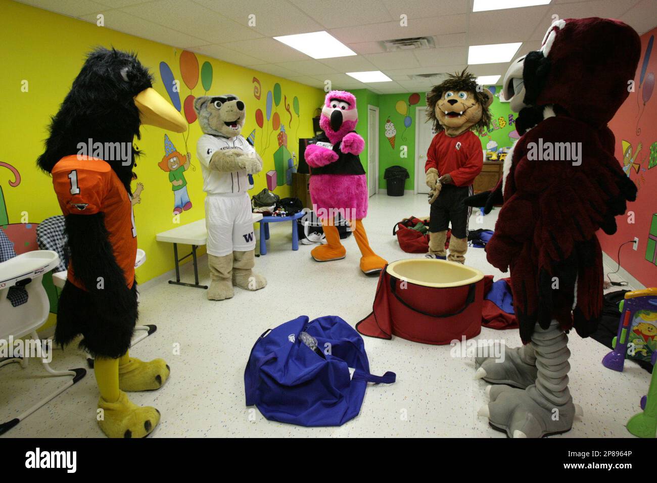 This photo taken June 18, 2009 shows student Mascots getting ready ...