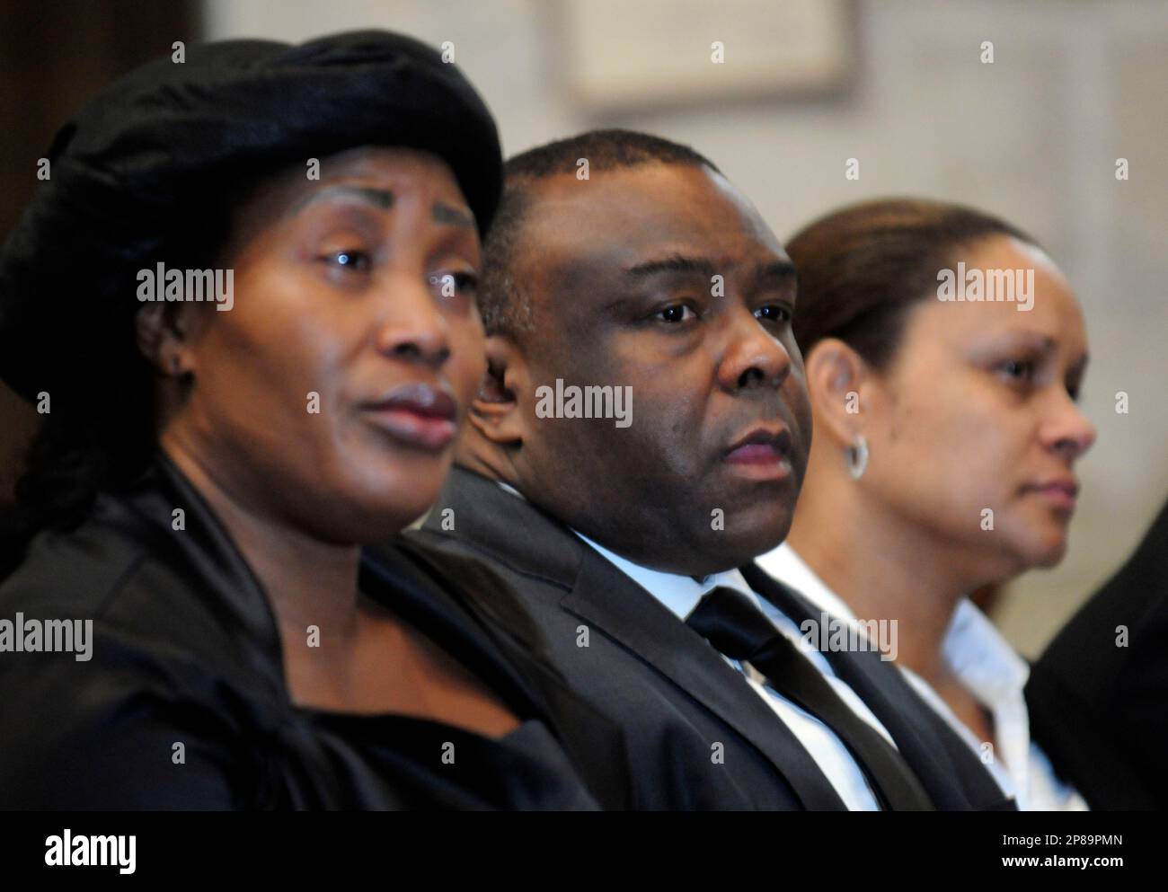 Former Congolese rebel leader Jean-Pierre Bemba, centre, at Saint ...