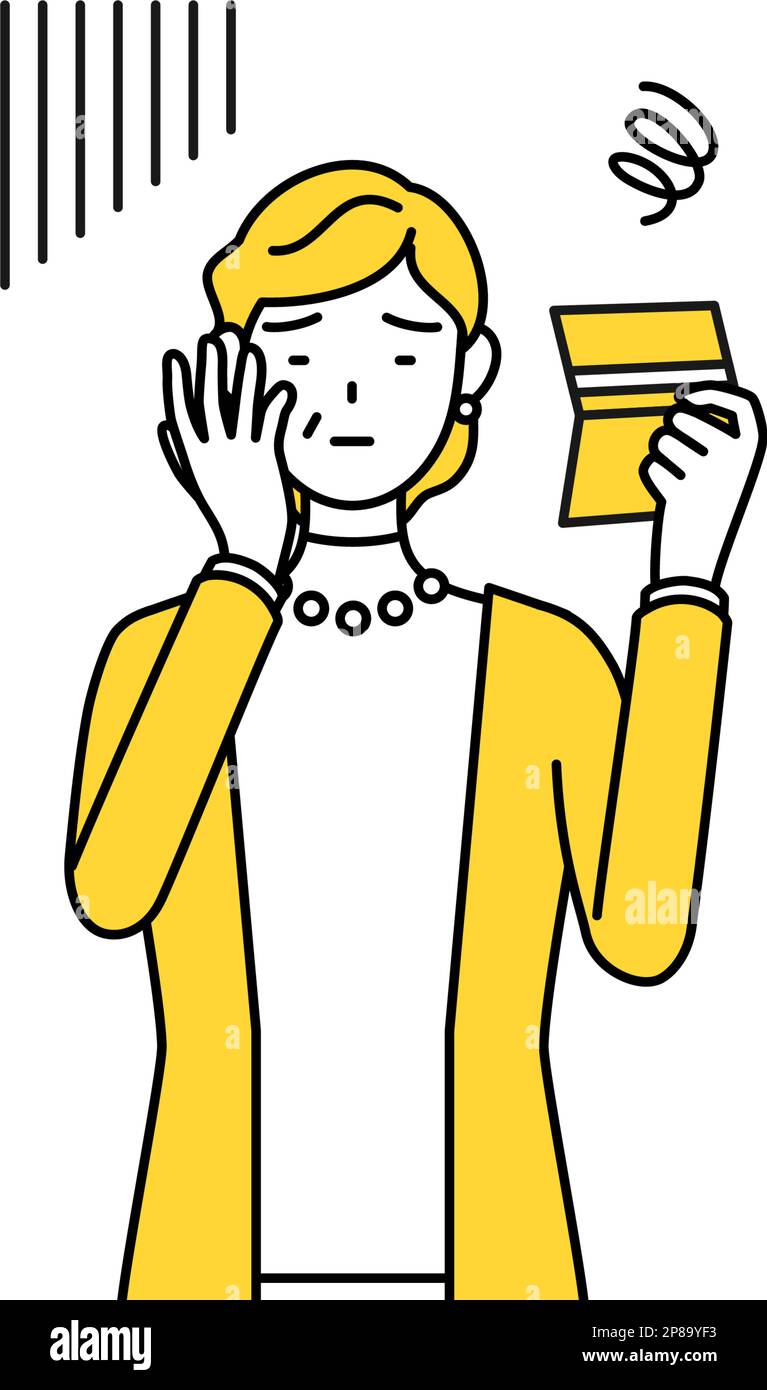 Rentner im Ruhestand, Frau mittleren Alters, sieht sich ihr Bankbuch an ...