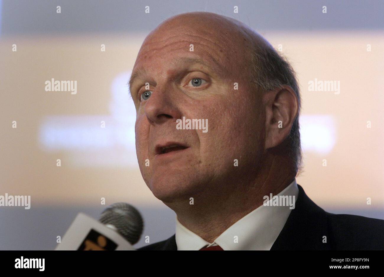 Microsoft Chief Executive Steve Ballmer speaks during the launch of ...