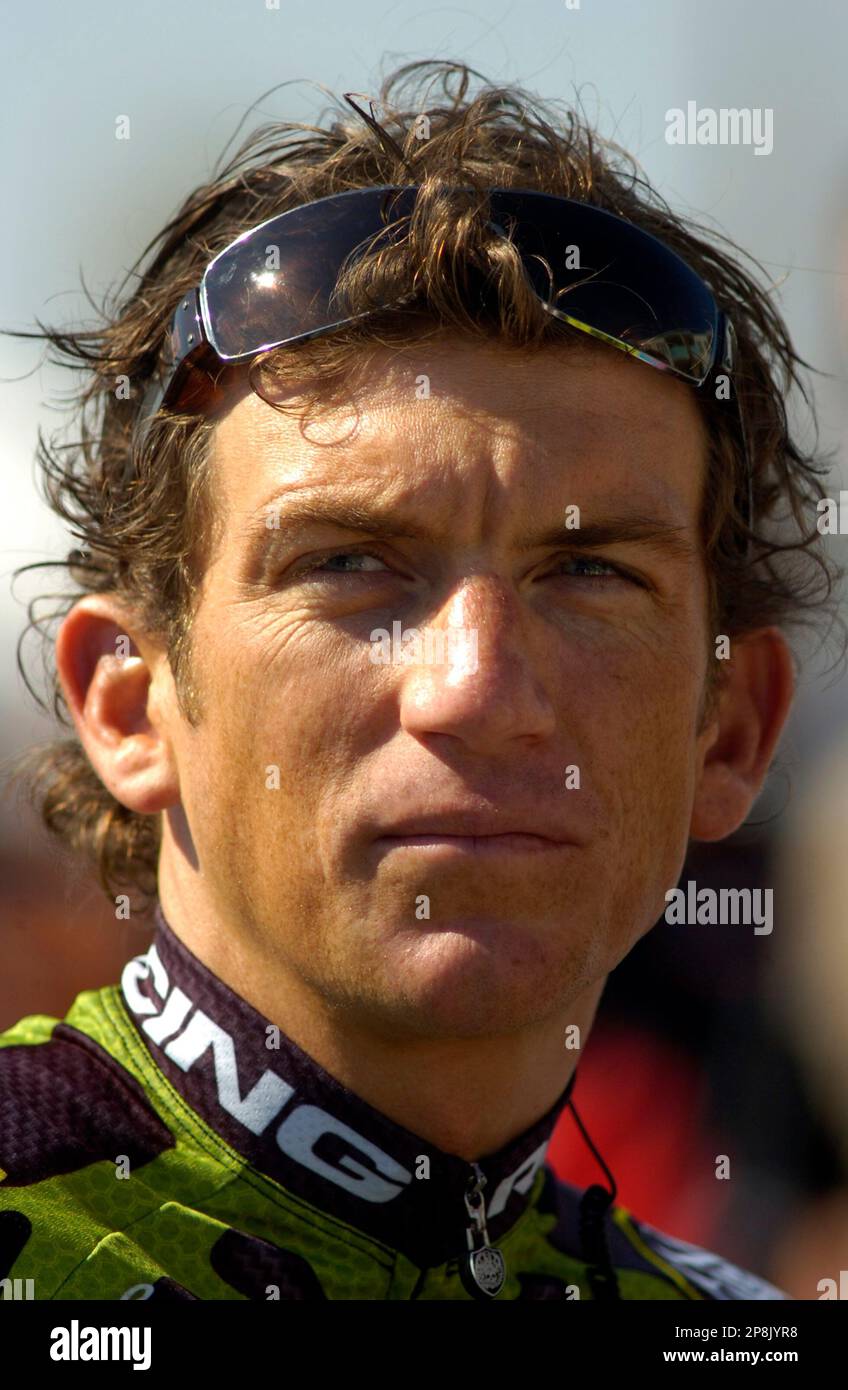 FILE - In t his April 21, 2008 file photo, Tyler Hamilton of Team Rock prepares for the first ...