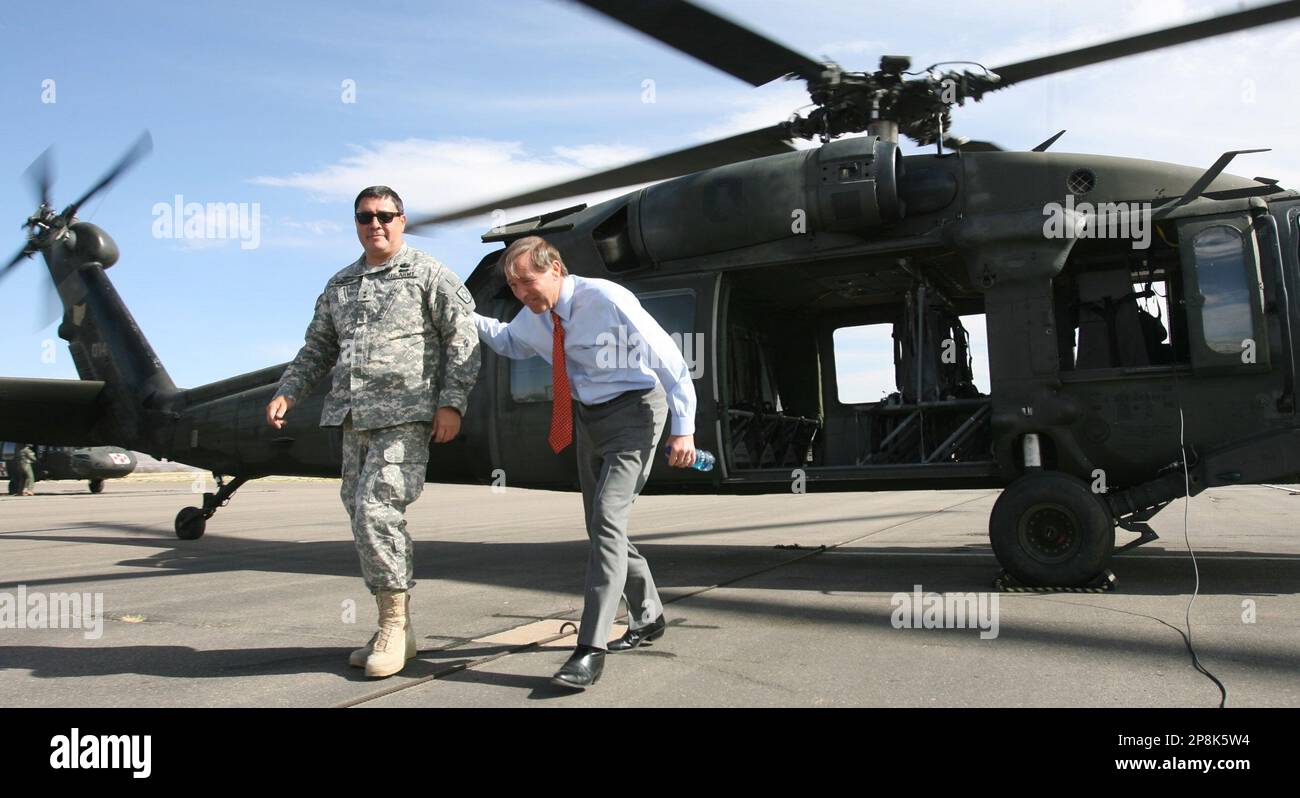 U.S. Sen. Tom Udall, D-N.M., right, and New Mexico National Guard Maj ...