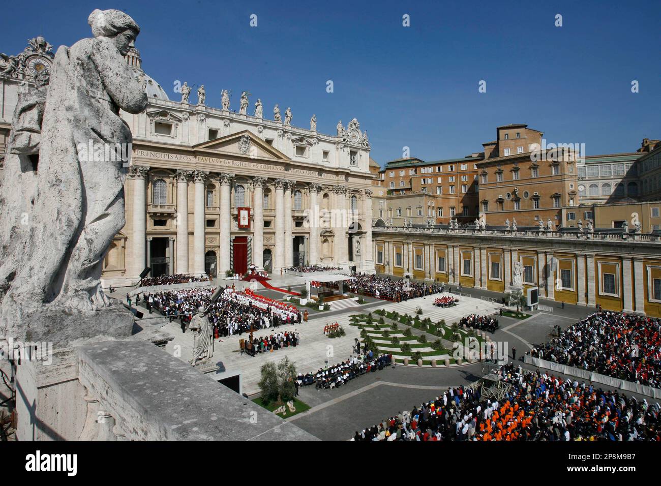 A view of St. Peter's square at the Vatican during an open-air Palm ...