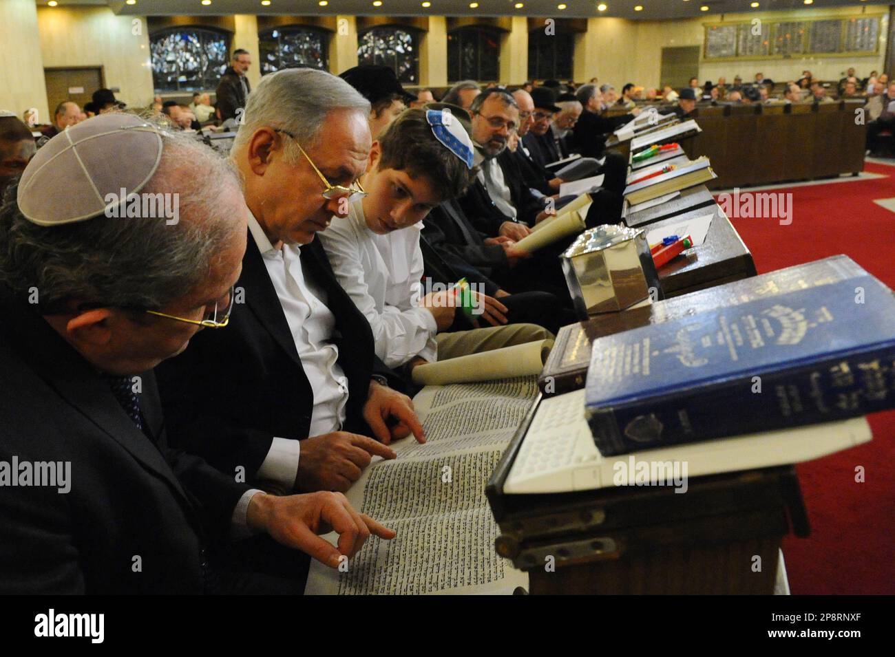 Israel's Prime Minister-designate Benjamin Netanyahu, second from left ...