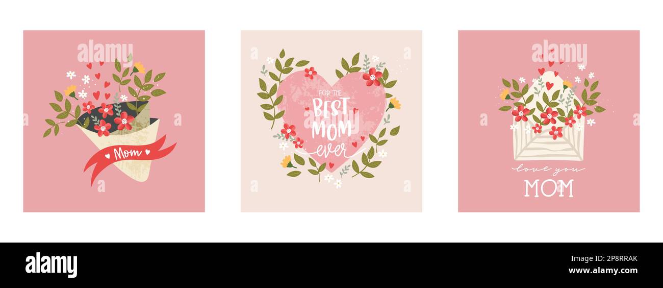 Alles gute zum Muttertag, handgeschriebene Abzeichen, Logos, Etiketten ...