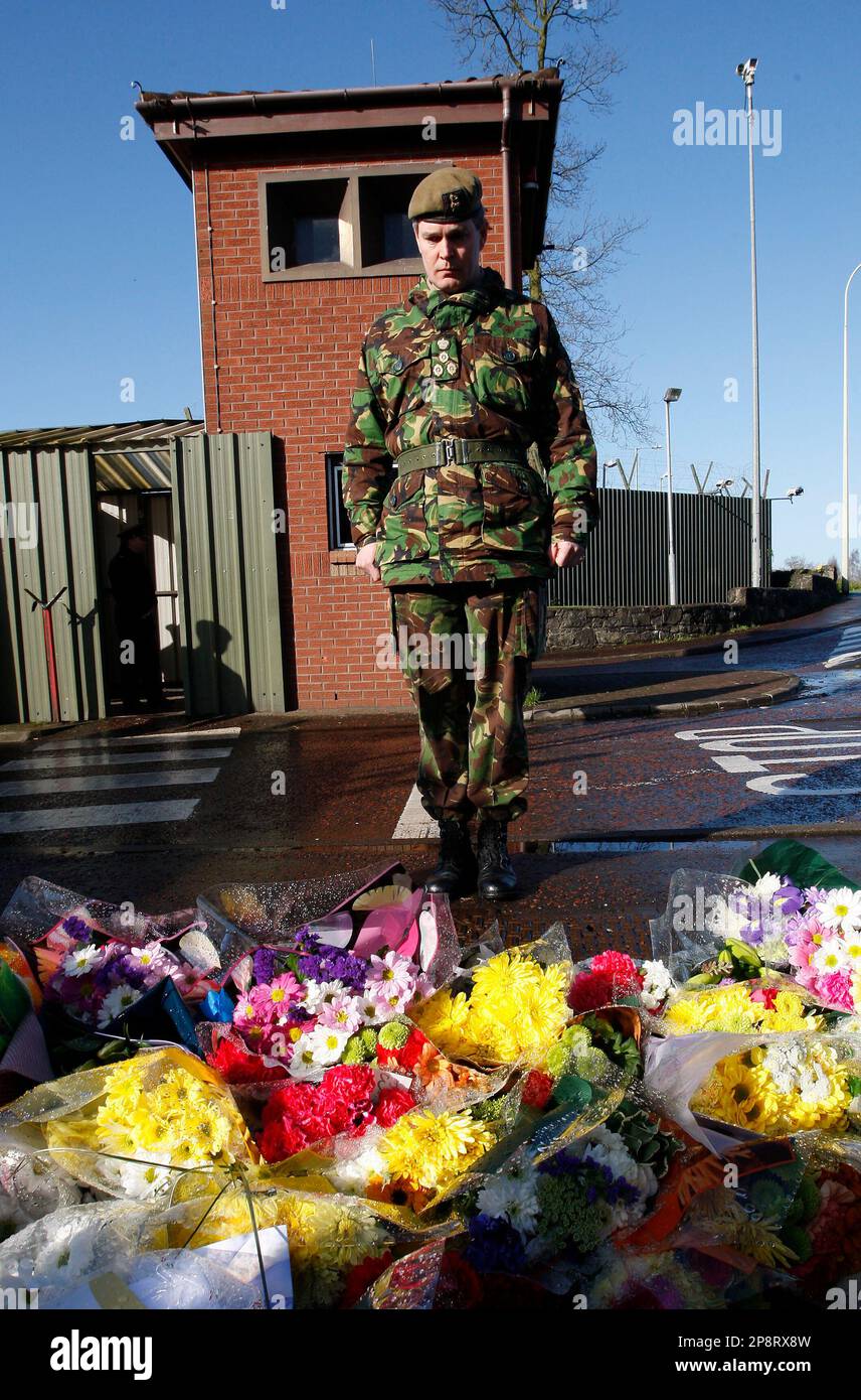 Brigadier George Norton, the British Army Commander in Northern Ireland, pays his respect ...