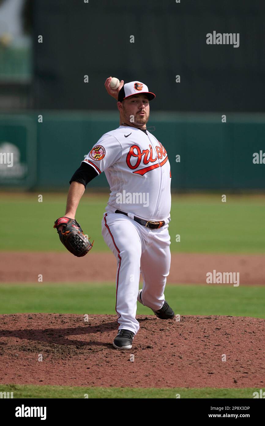 Baltimore Orioles pitcher Keegan Akin (45) during a spring training ...