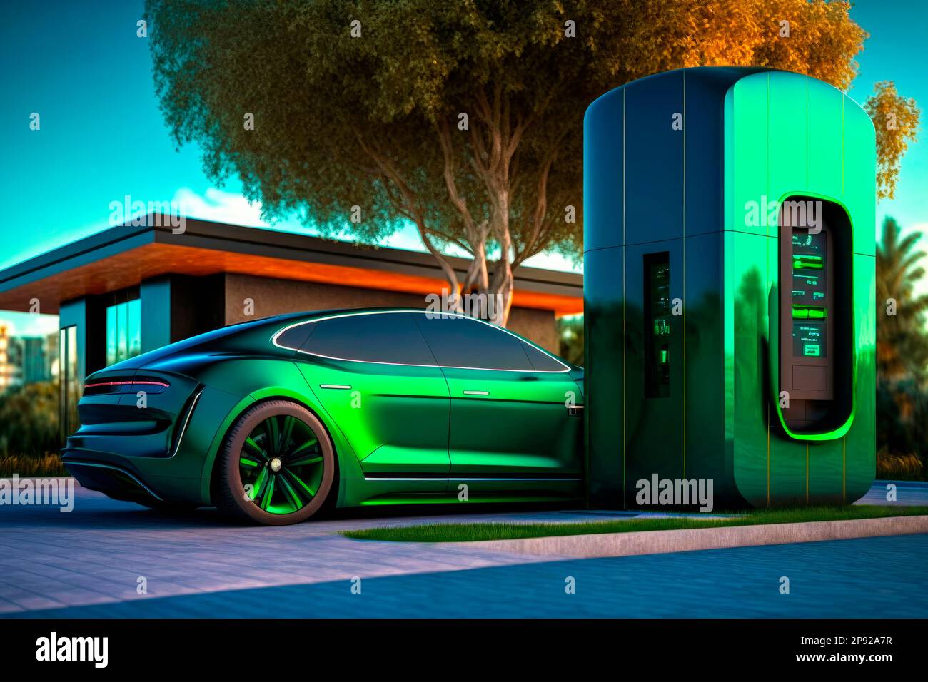 Neue elektrische Ladestation mit modernem Design, а ein ...