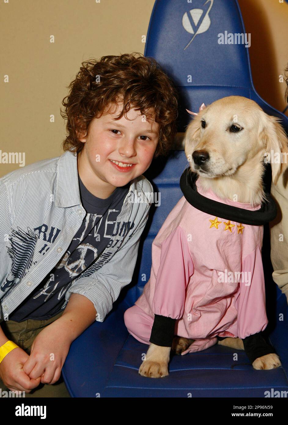 Actor Nolan Gould poses with "Space Buddies" Rosebud, the lone female ...