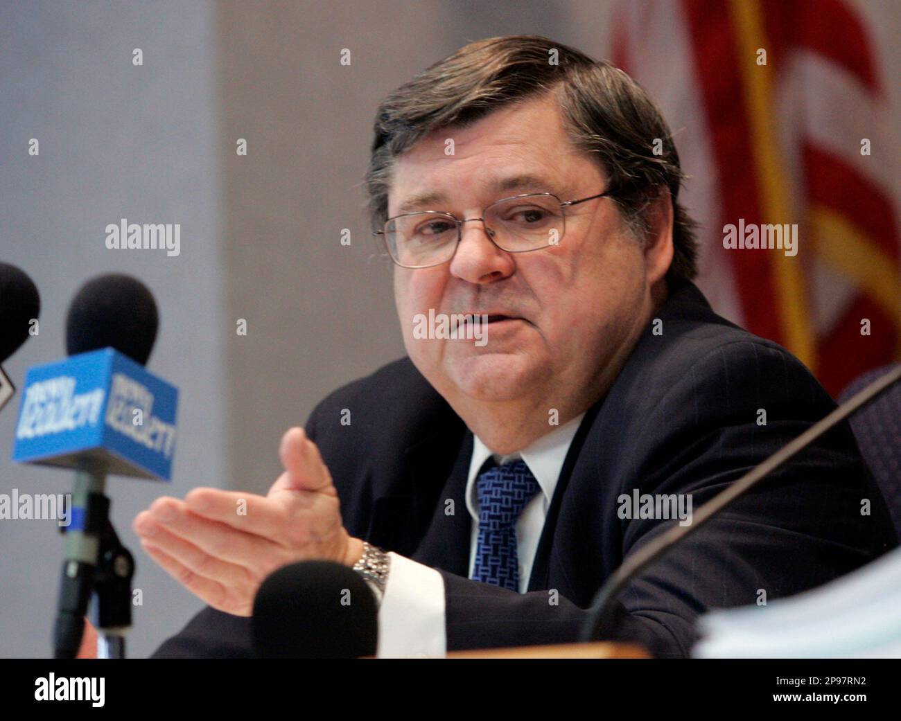 Commonwealth Attorney Raymond Robertson, gestures during a press ...
