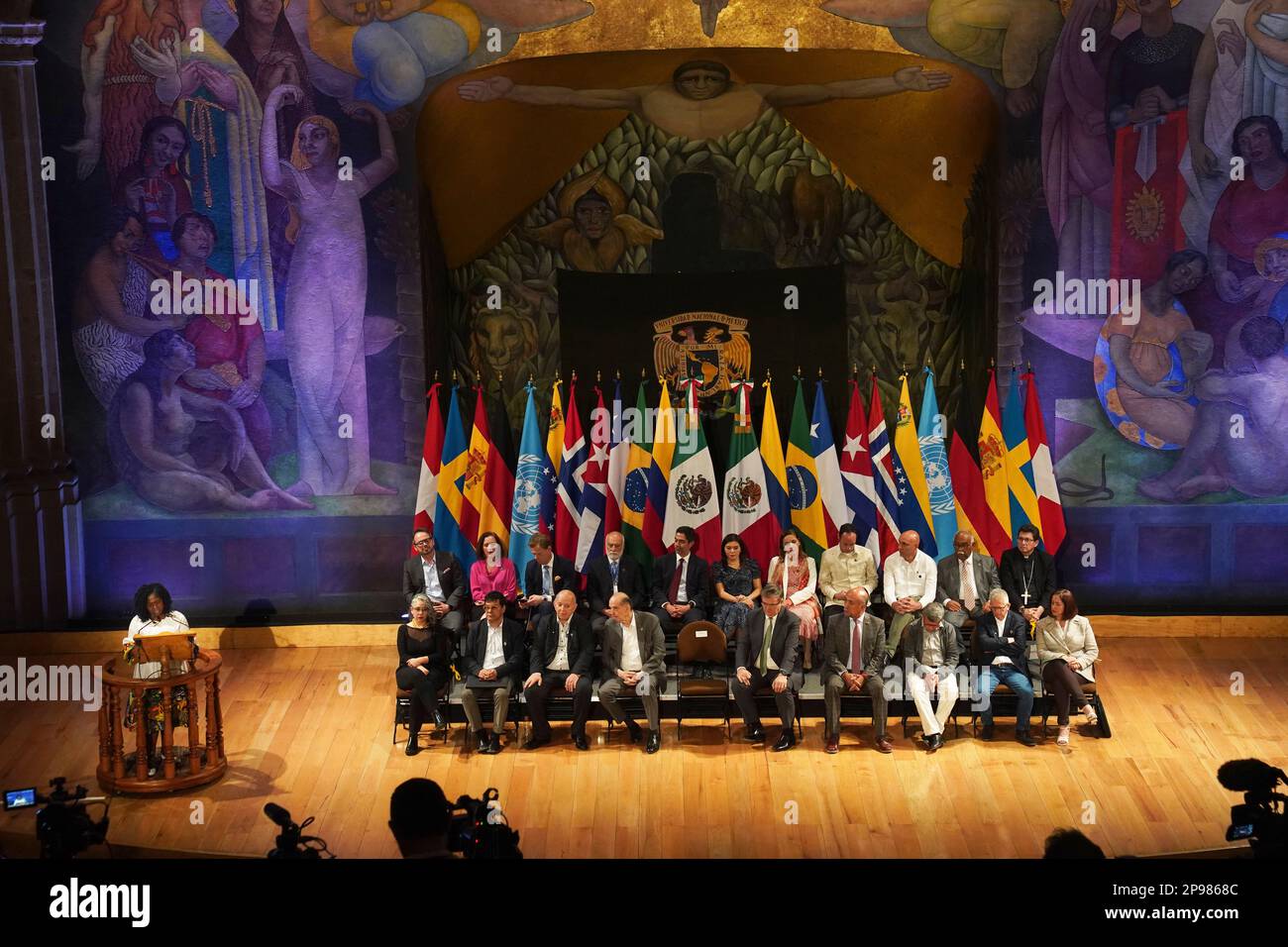 Colombia's Vice President Francia Márquez, left, speaks at the end of ...