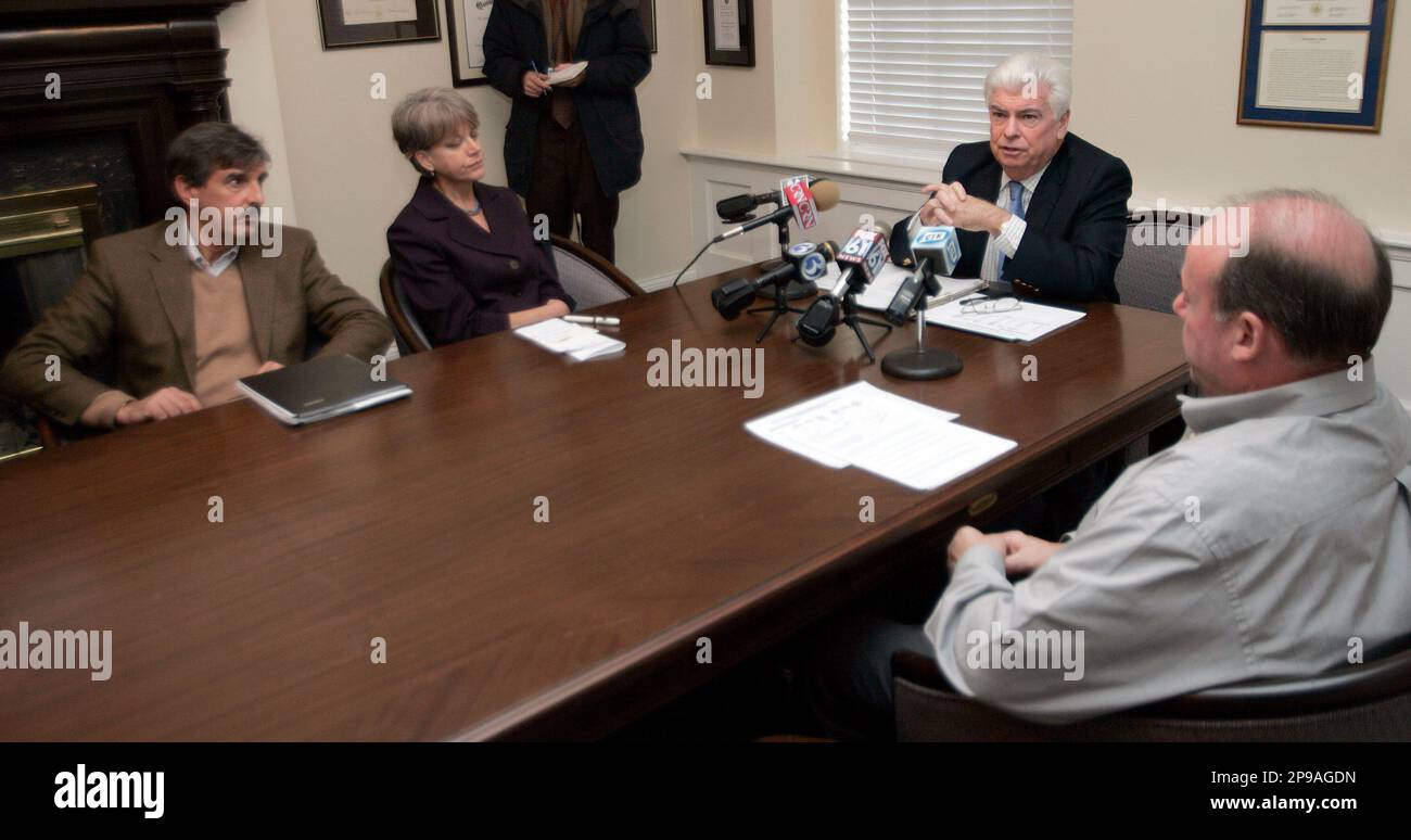 U.S. Sen. Christopher J. Dodd, D-Conn. speaks at a news conference in his office in Hartford ...