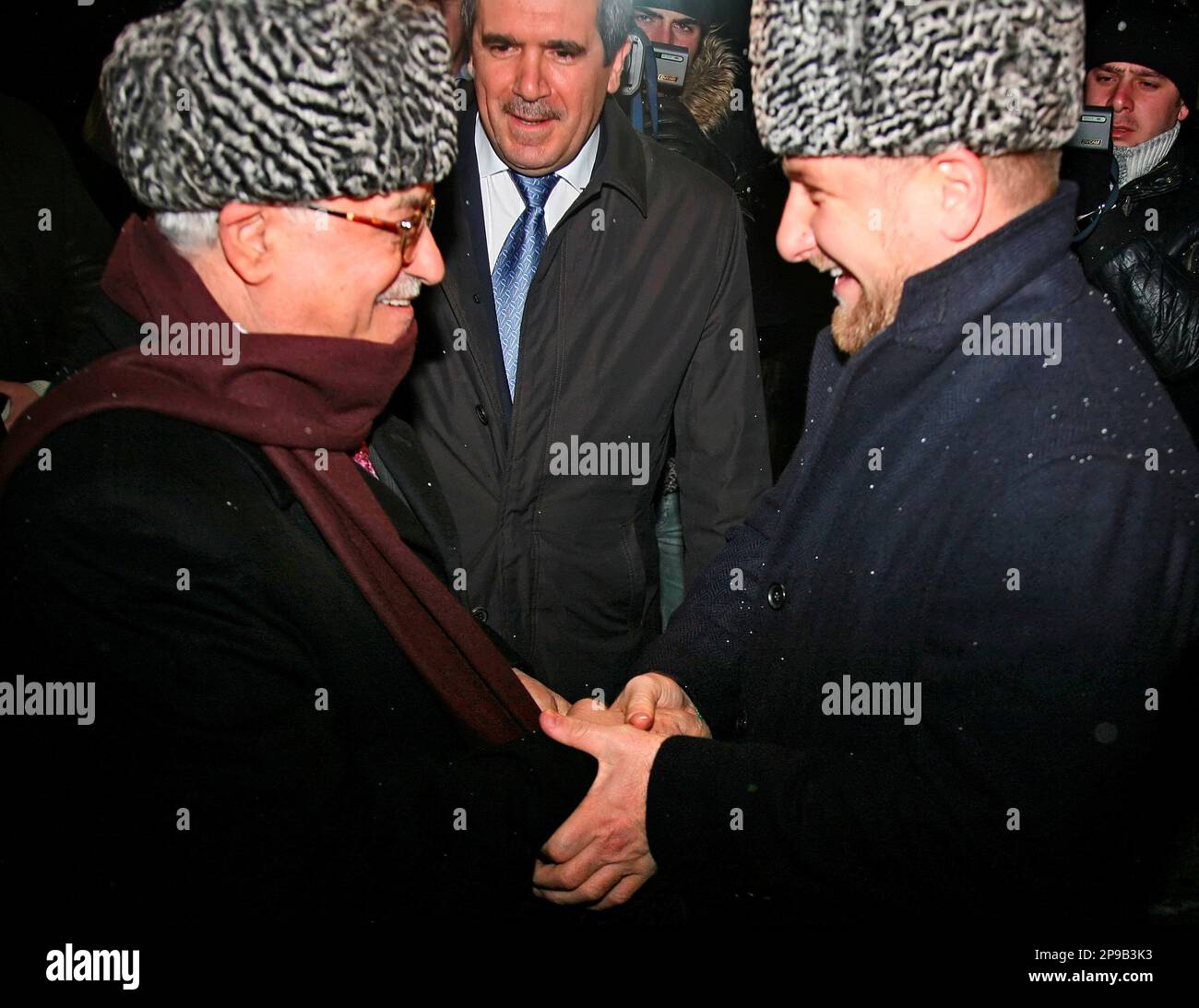 Chechnya's leader, Ramzan Kadyrov, right, welcomes visiting Palestinian ...