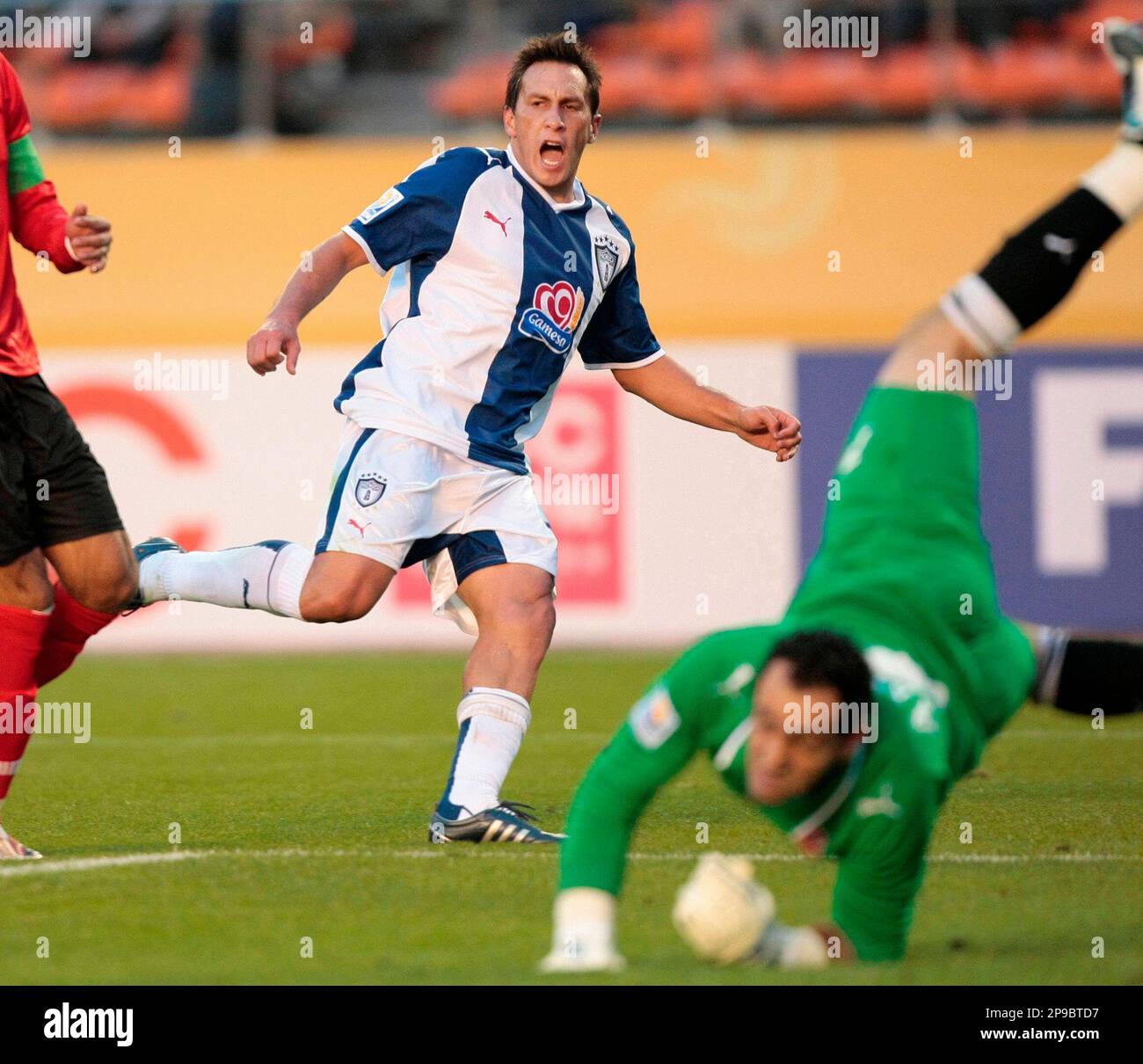 Christian Gimenez (19) of Mexico's Pachuca C.F. scores his second goal ...