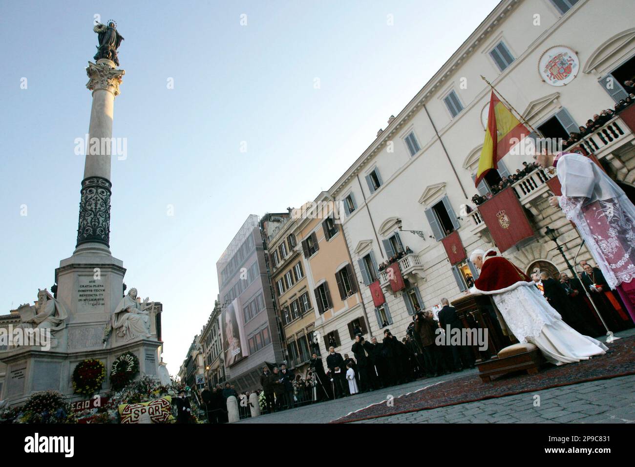 Pope Benedict XVI, at right, near the Spanish Steps in the Piazza di ...