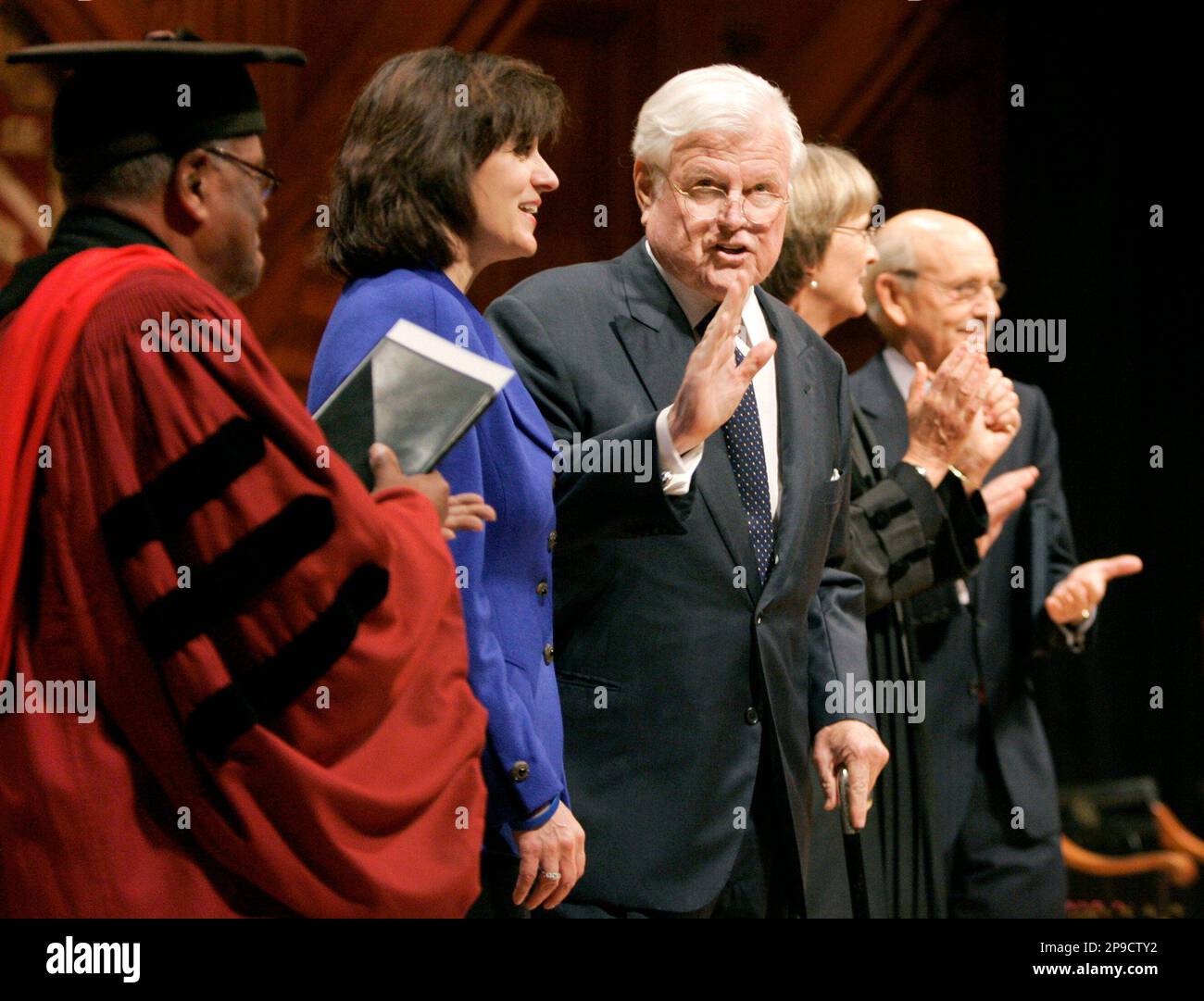 Sen. Edward M. Kennedy, D-Mass., center, acknowledges cheers from the ...