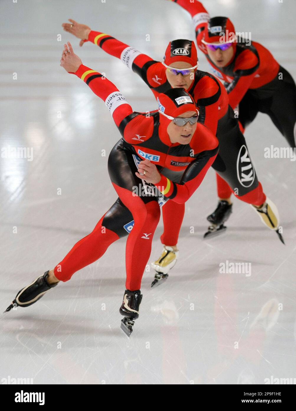 Claudia Pechstein leads the German trio along with Lucille Opitz and ...