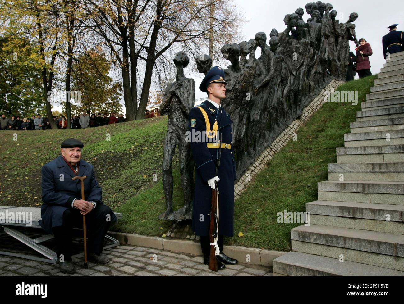 Lev Katsman, left, a Belarus Jewish World War II veteran, is seen ...