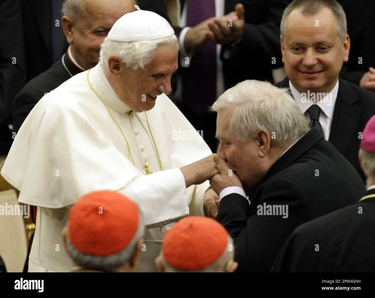 Former Polish President and Solidarity leader Lech Walesa, right ...