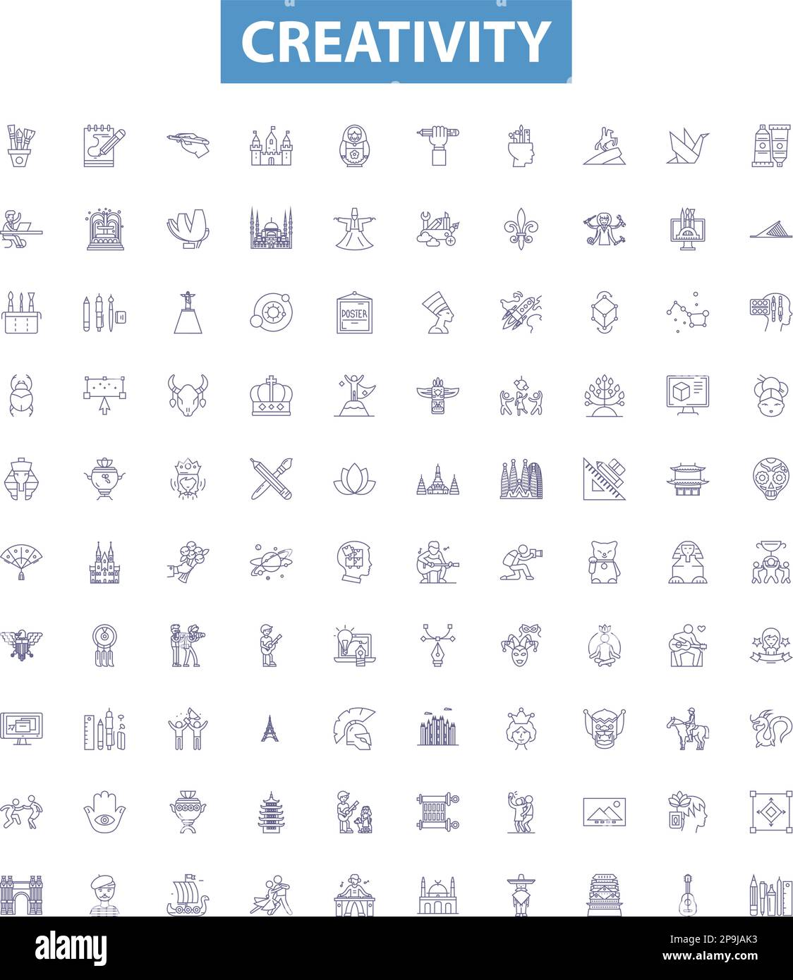 Symbole für Kreativitätslinien, Zeichen gesetzt. Innovation ...