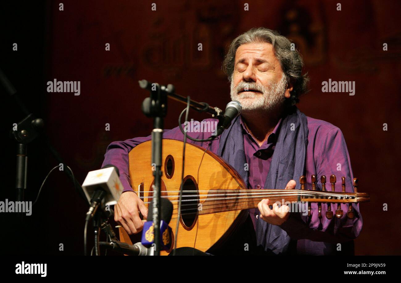 Lebanese singer Marcel Khalifa performs in Amman, Jordan, on Saturday ...