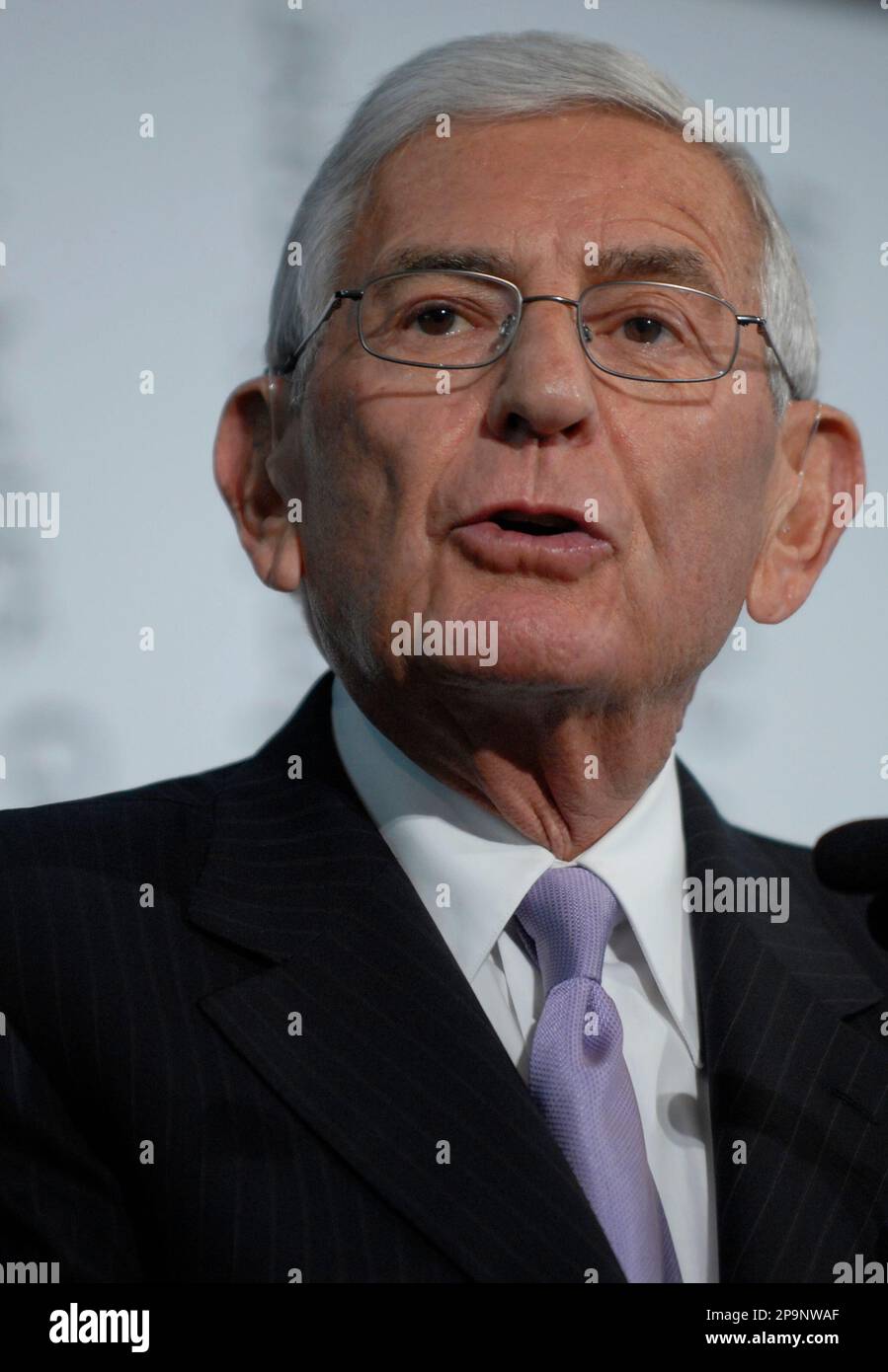 Los Angeles Philanthropist Eli Broad speaks to reporters and ...