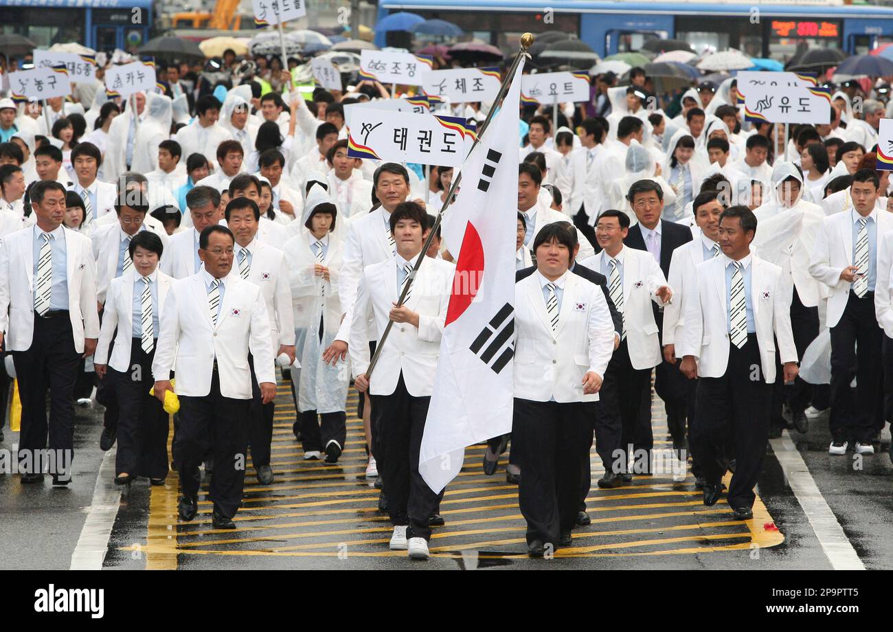 South Korean Beijing 2008 Olympics gold medalists Park Tae-hwan of the ...