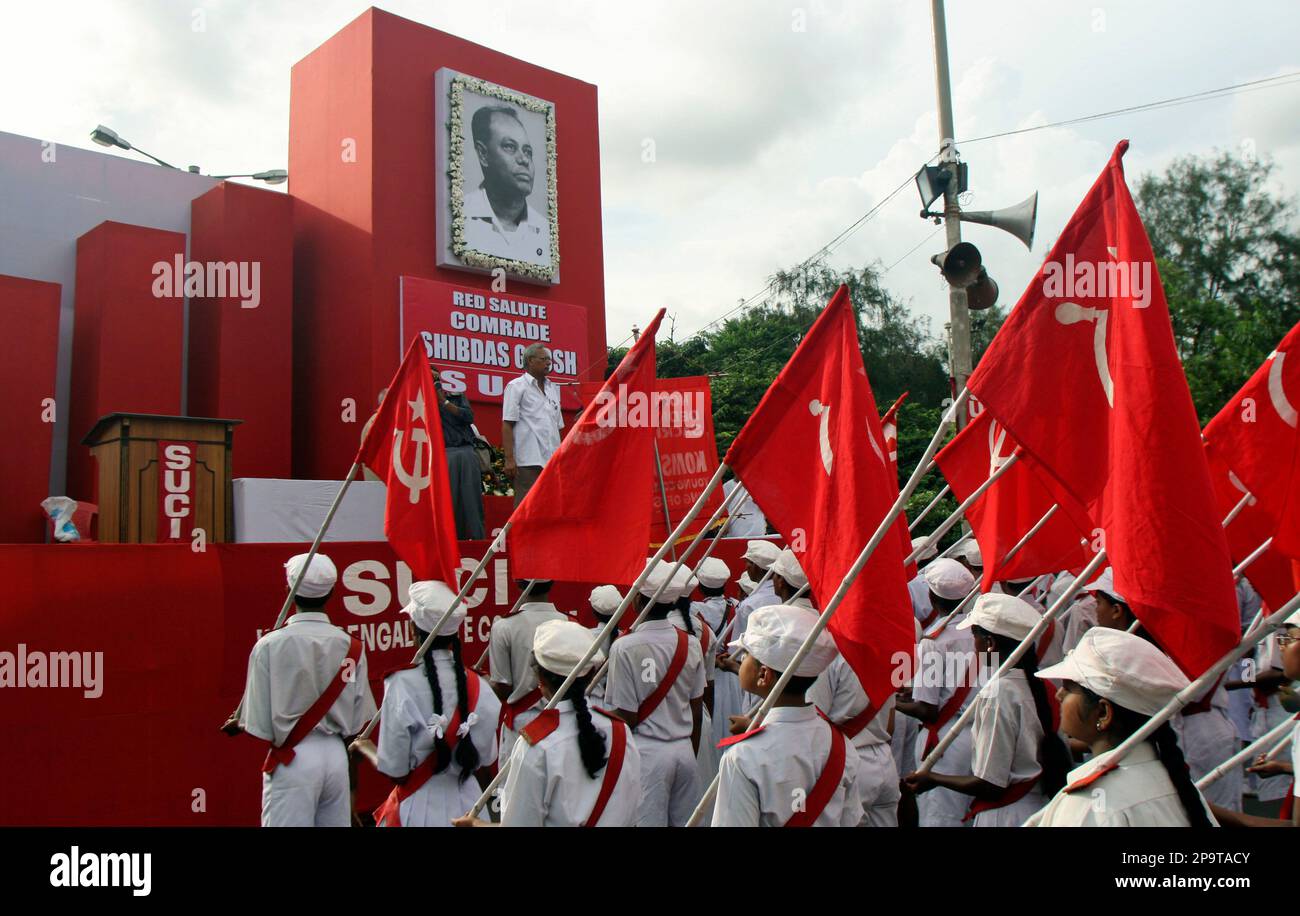 Members of the Socialist Unity Center of India (SUCI), called 'Komsomol’ or young communists ...