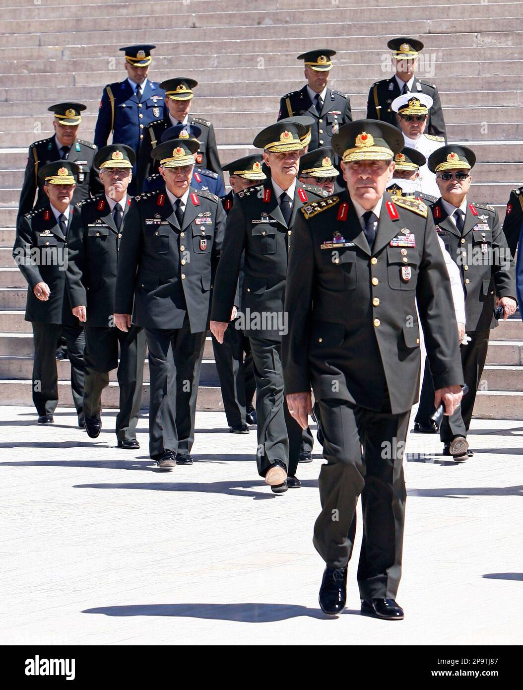 Turkey's Chief of Staff Gen. Yasar Buyukanit, foreground, is followed ...