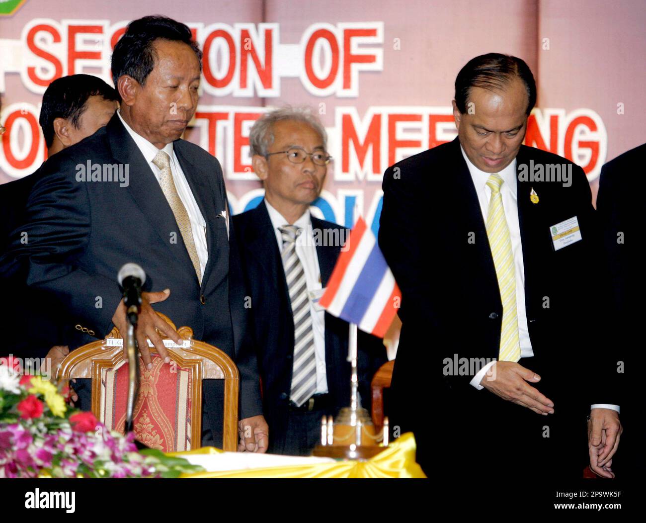 Cambodia's Deputy Premier and Defense Minister Gen. Tea Banh, left, is ...