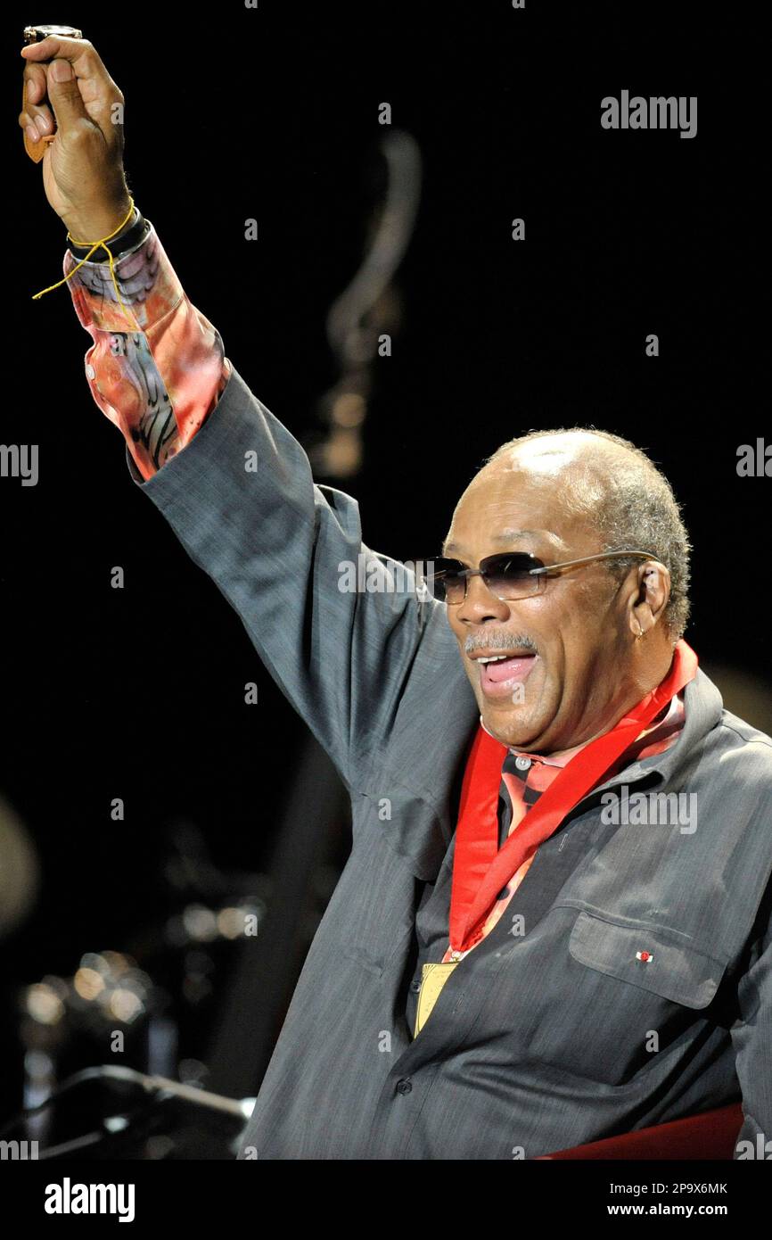 US composer and record producer Quincy Jones on the stage of the ...