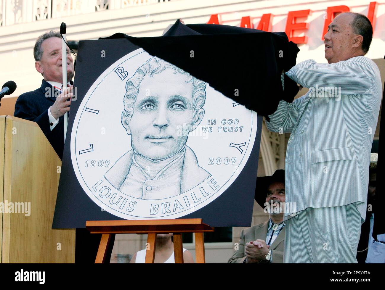 National Federation of the Blind President Dr. Marc Maurer, left, and ...