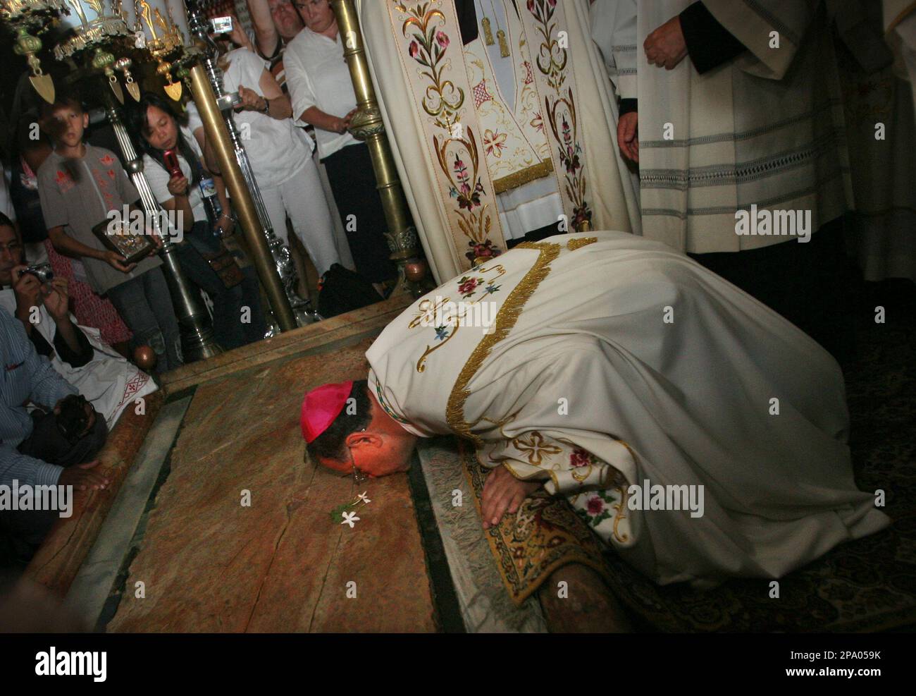 Newly appointed Latin Patriarch in Jerusalem Fouad Twal attends a ...