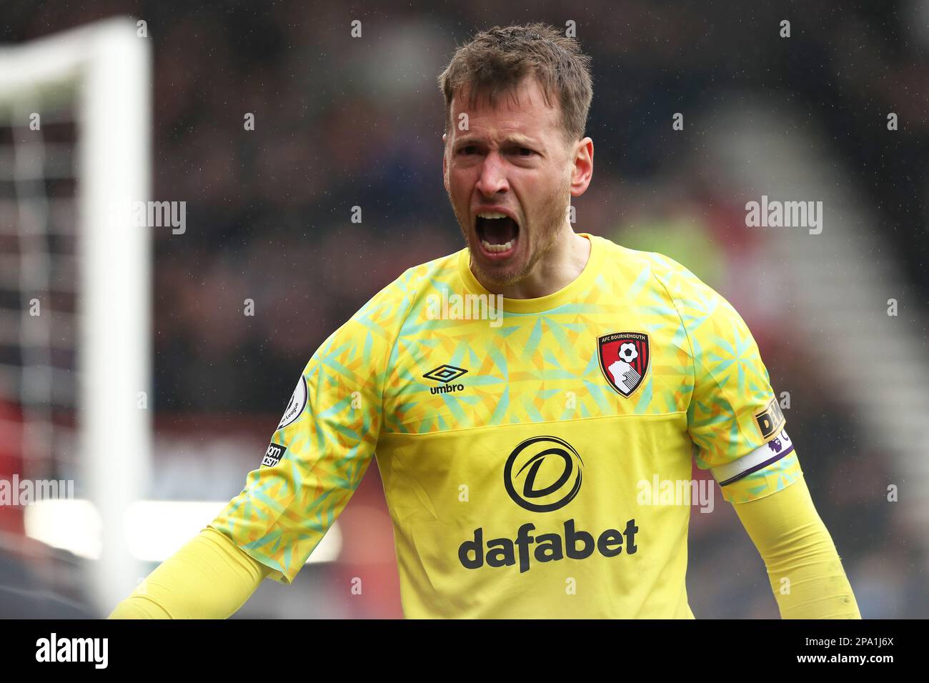 Der Torwart von Bournemouth Neto feiert, nachdem Mohamed Salah (nicht ...