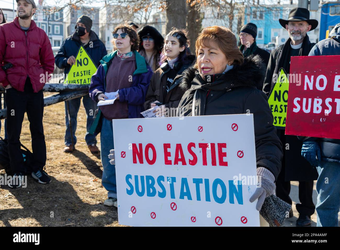 10. März 2023. East Boston, Massachusetts. Klimaaktivisten aus der ...