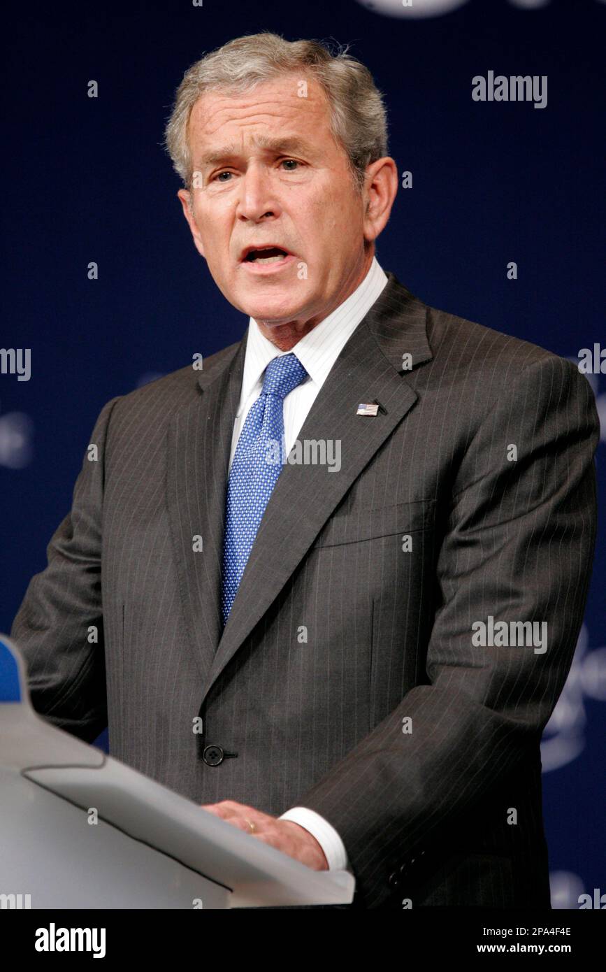 U.S. President George W. Bush delivers remarks during the World ...