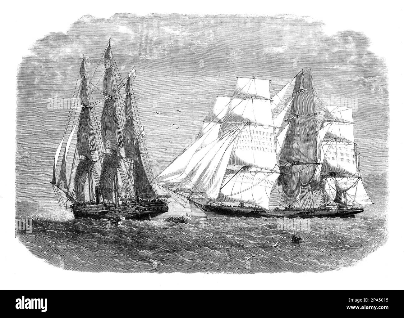 Eine Illustration aus dem Jahr 1860, in der sich das Sklavenschiff ...