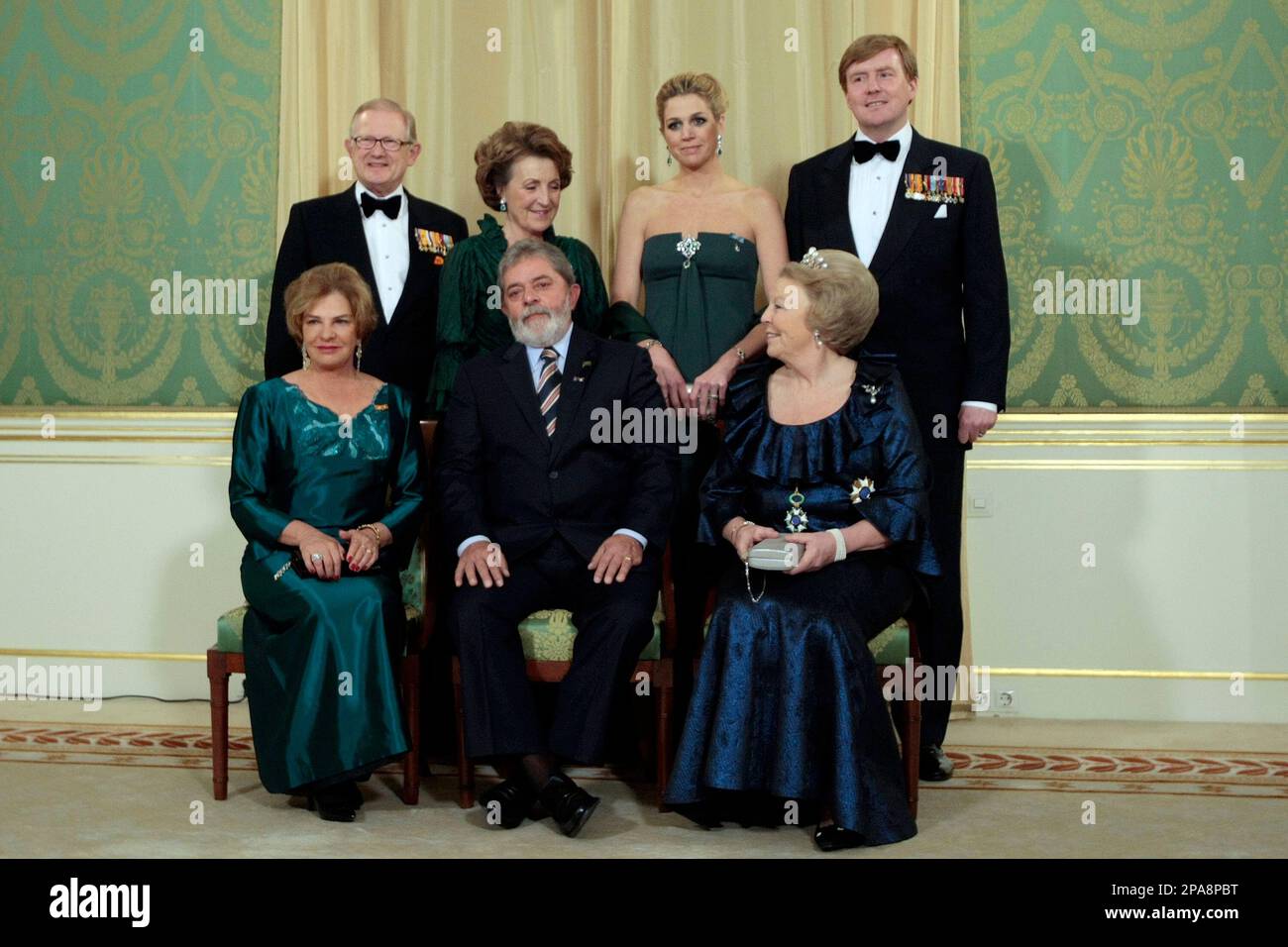 Brazil's President Luiz Inacio Lula da Silva, front center, pose with ...