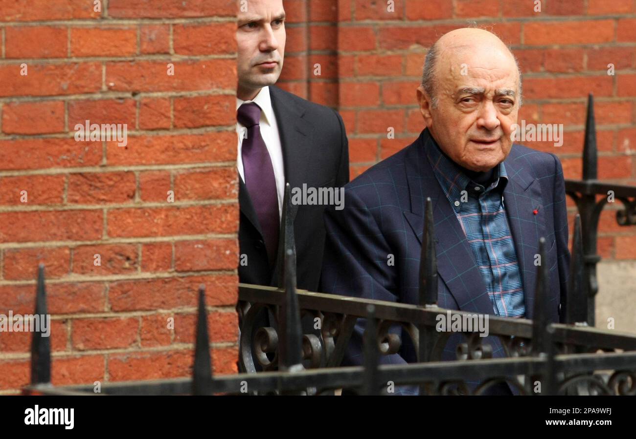 Mohamed Al Fayed, the father of Dodi Fayed, leaves the High Court in ...