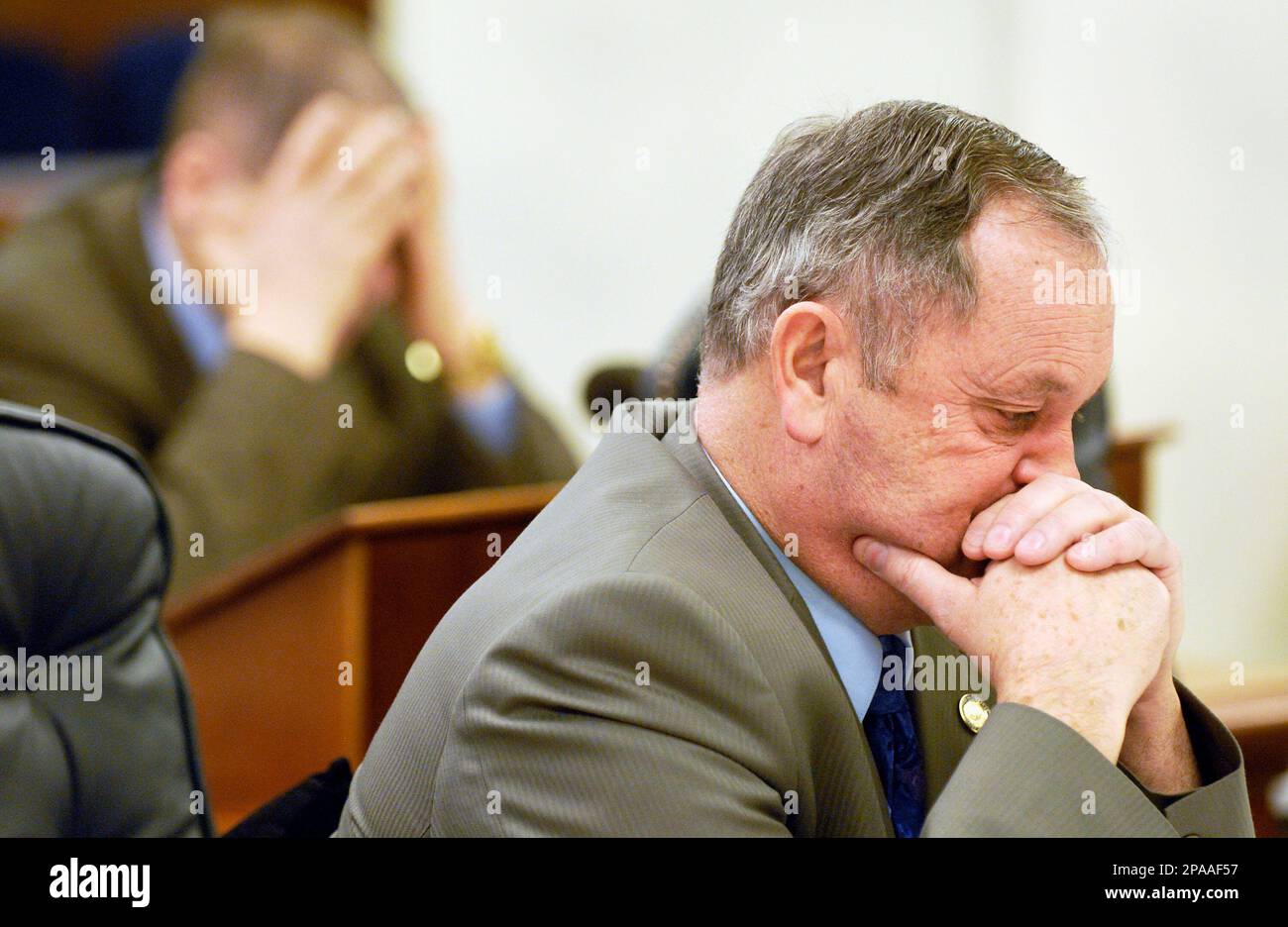 Rep. Bob Roses, R-Anchorage, right, listens to Rep. Nancy Dahlstrom, R ...